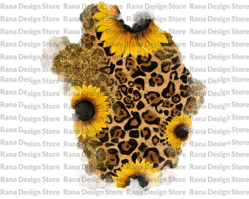 Glitter Sunflowers Leopard Background Patch Bundlecheetah | Etsy