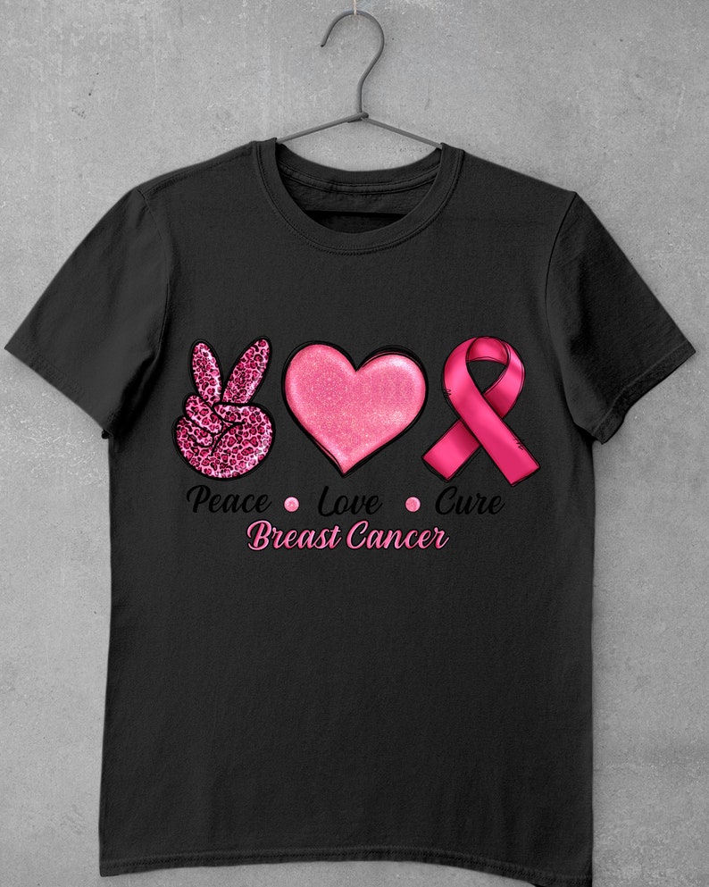 Peace Love Cure Cancer Png Sublimation Design Pink Ribbon - Etsy