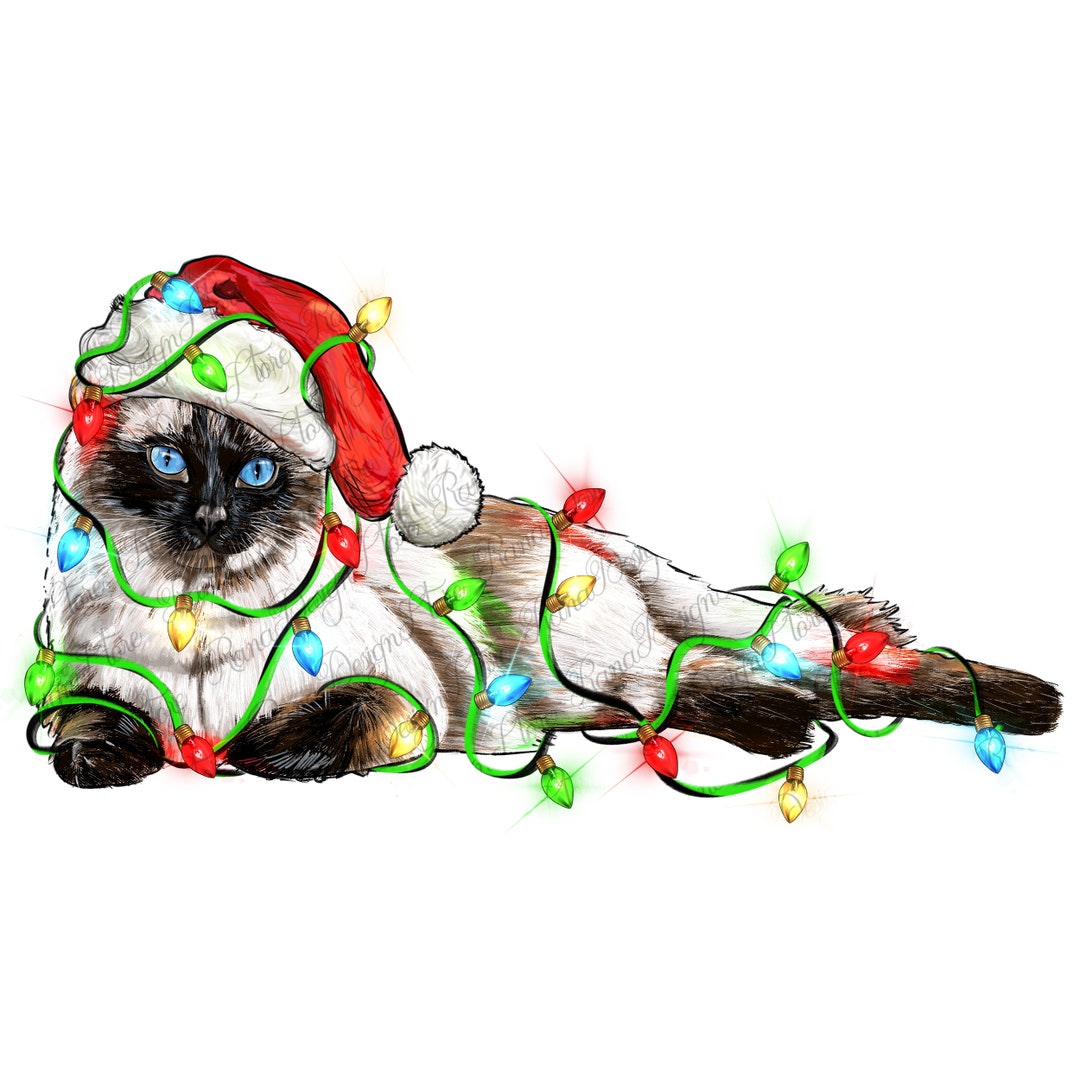 Christmas Siamese Cat Png Sublimation Design Download, Christmas Png ...