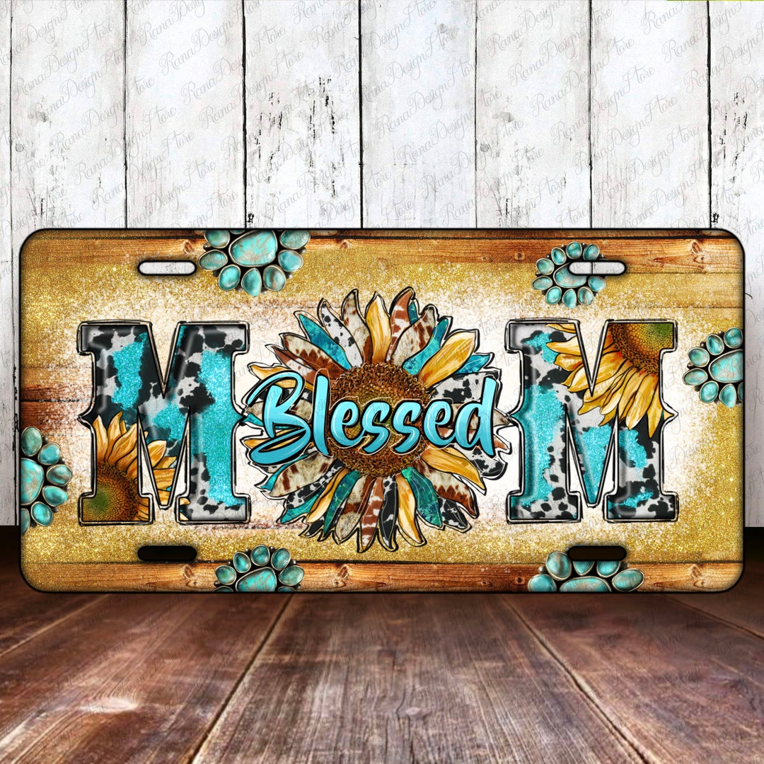 Mom Blessed License Plate Png Sublimation Design Download, Mom License ...