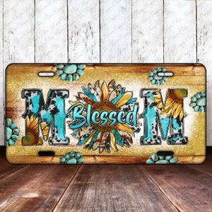 Mom Blessed License Plate Png Sublimation Design Download, Mom License ...