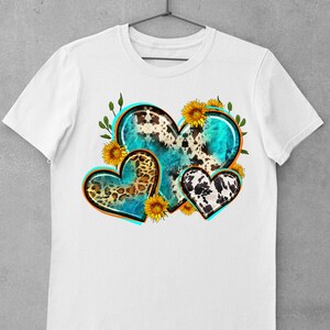 Western Leopard Cowhide Hearts Png Sublimation Design Download ...