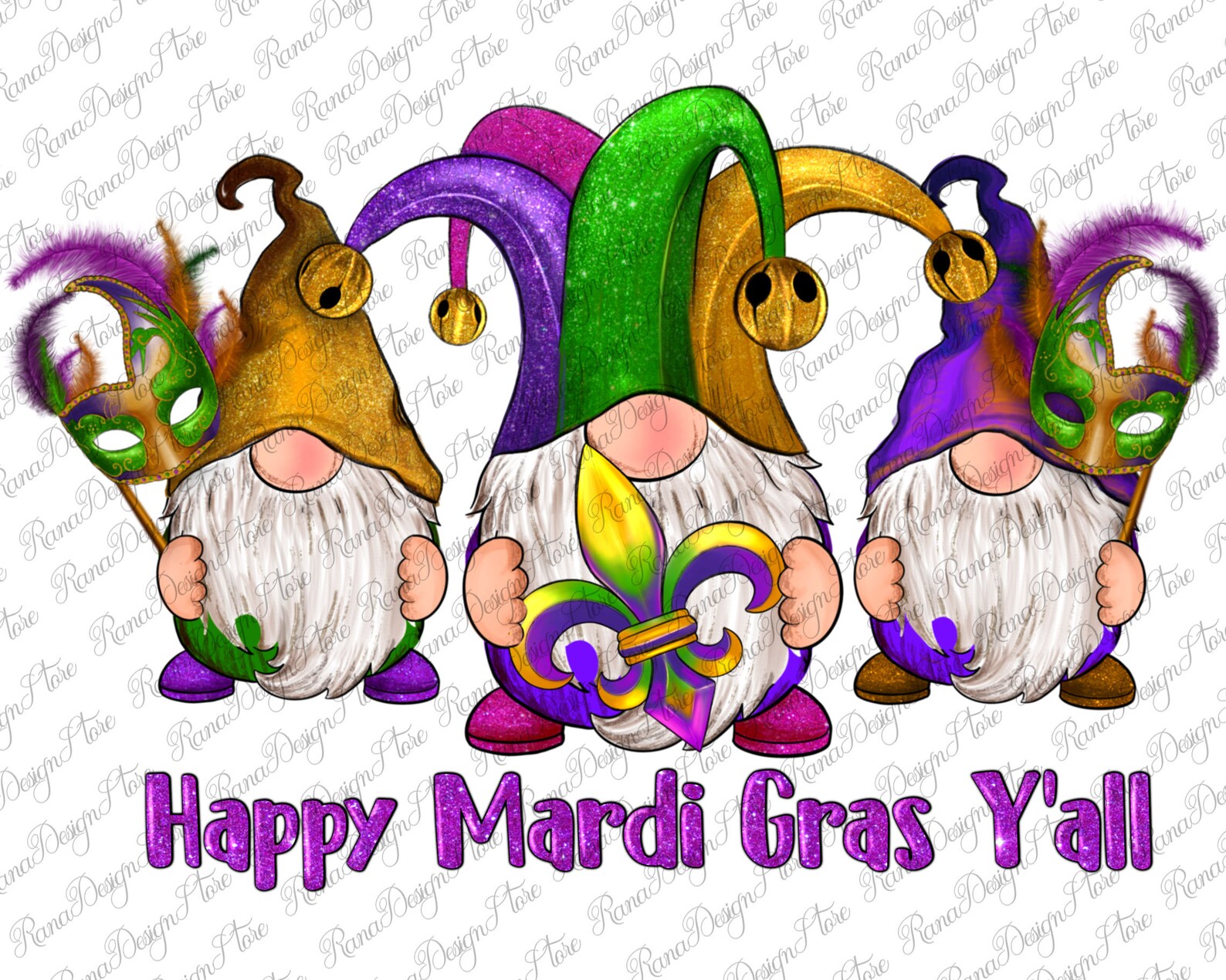 Happy Mardi Gras Y'all Gnomes Png Sublimation Design - Etsy