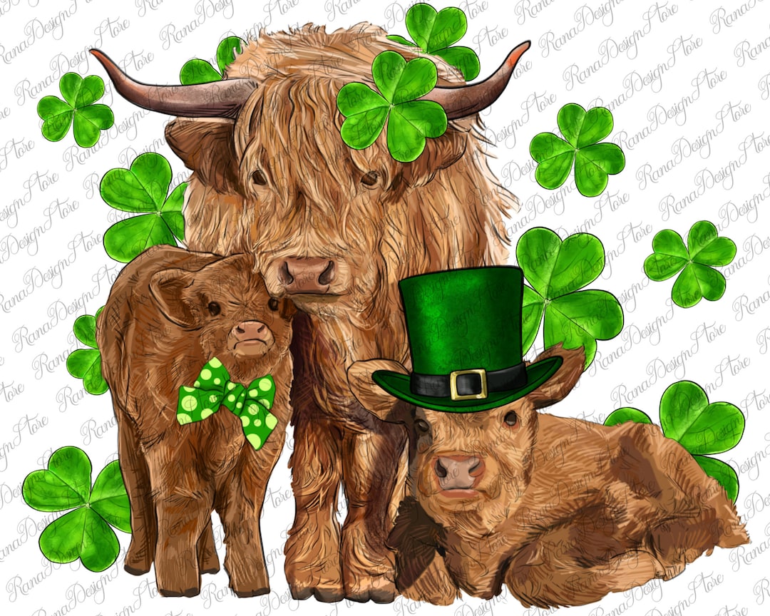 St. Patrick's Day Cow Family Png Sublimation Design, St. Patricks Day ...