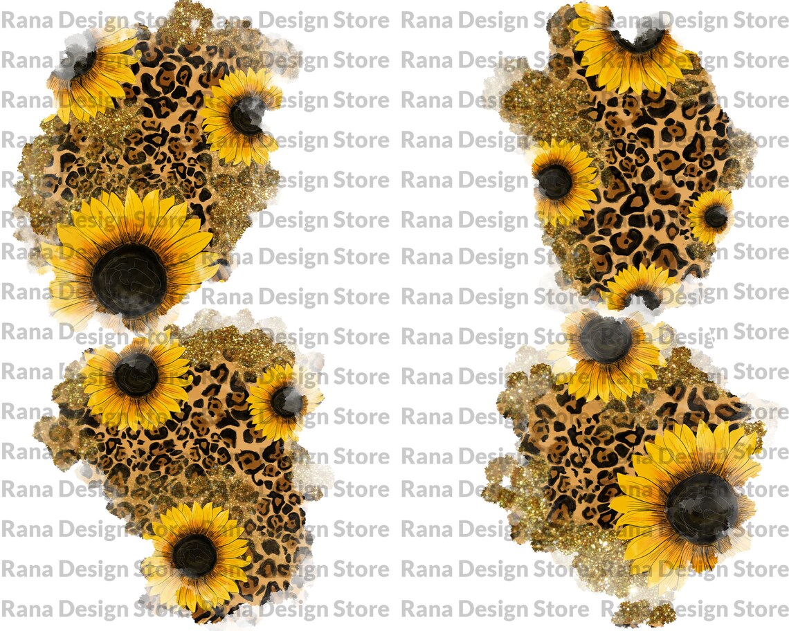 Glitter Sunflowers Leopard Background Patch Bundlecheetah - Etsy
