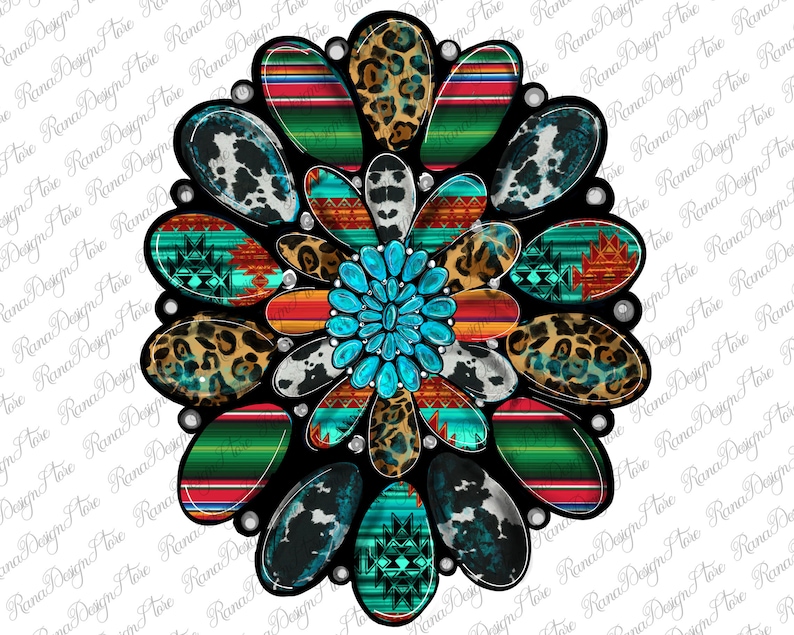 Serape Cowhide Leopard Aztec Gemstone PNG, Serape Leopard Png, Cowhide ...