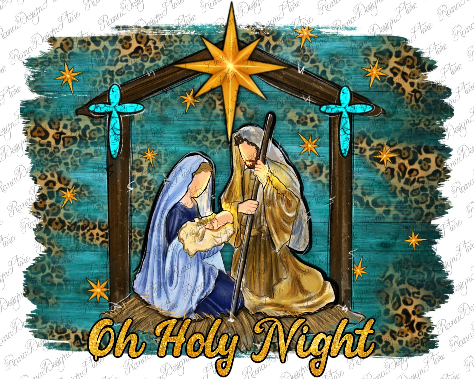 Western Oh Holy Night Distressed Background Design, Cross Png, Virgin ...