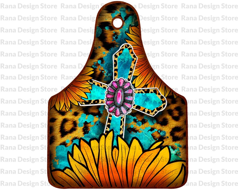 Western Cow Tag Design Bundle, Leopard Sunflower,headdress Cow Tag ...