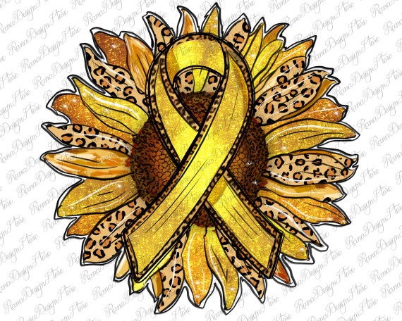 Child Cancer Awareness Sunflower Png Gold Cancer Sunflower - Etsy