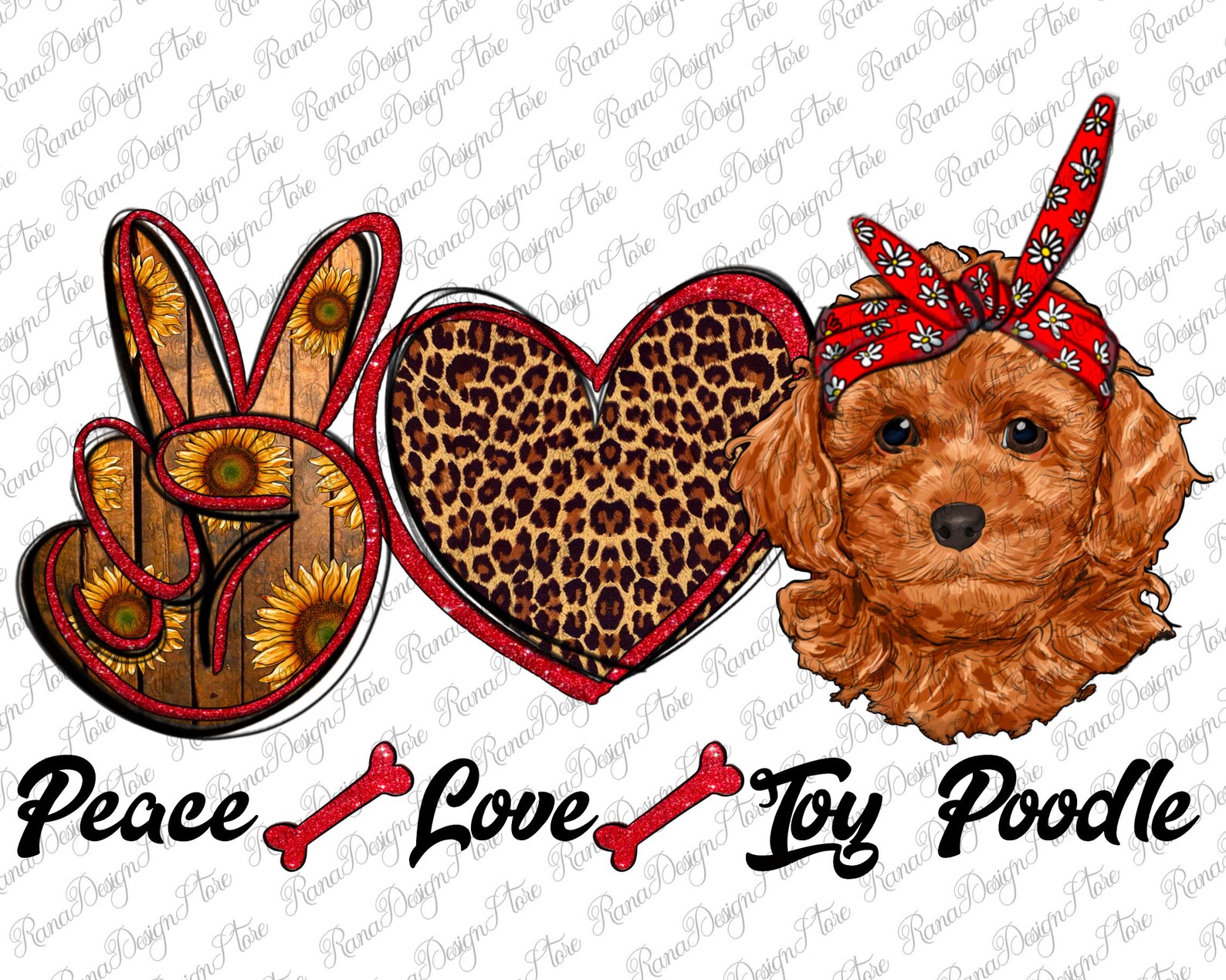 Peace Love Toy Poodle Png Peace Love Western Toy Poodle With | Etsy