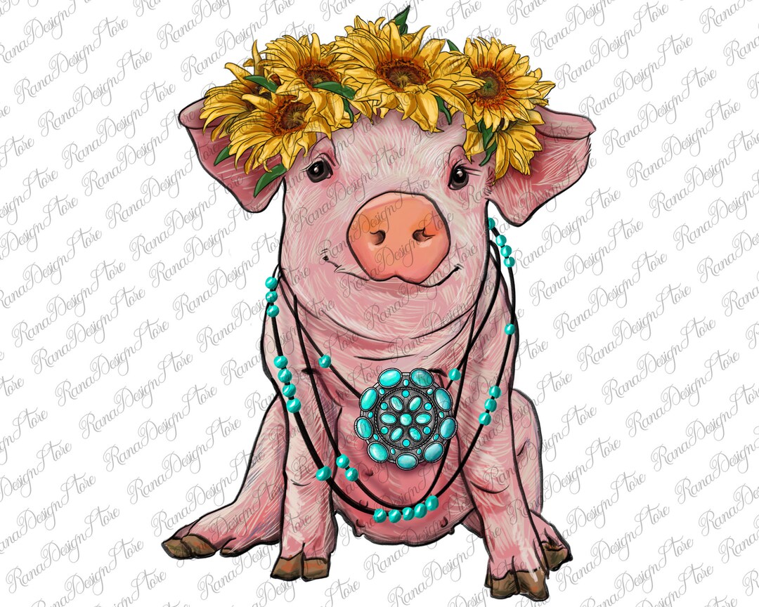 Sunflower Pig With Gemstone Png Sublimation Design, Pig Png,sunflower ...