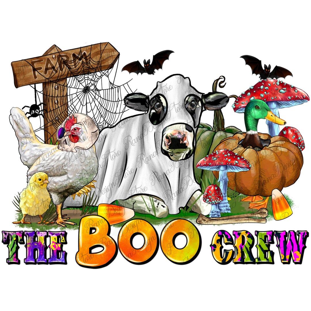 Halloween Farm Animals the Boo Crew Png Sublimation Design Download ...