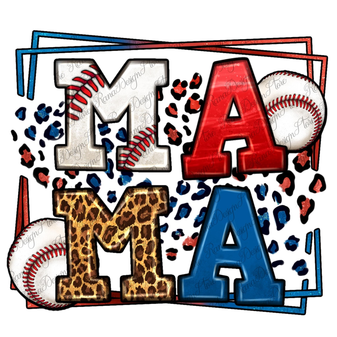 Red White Blue Baseball Team Colors Mama Png Sublimation Design ...