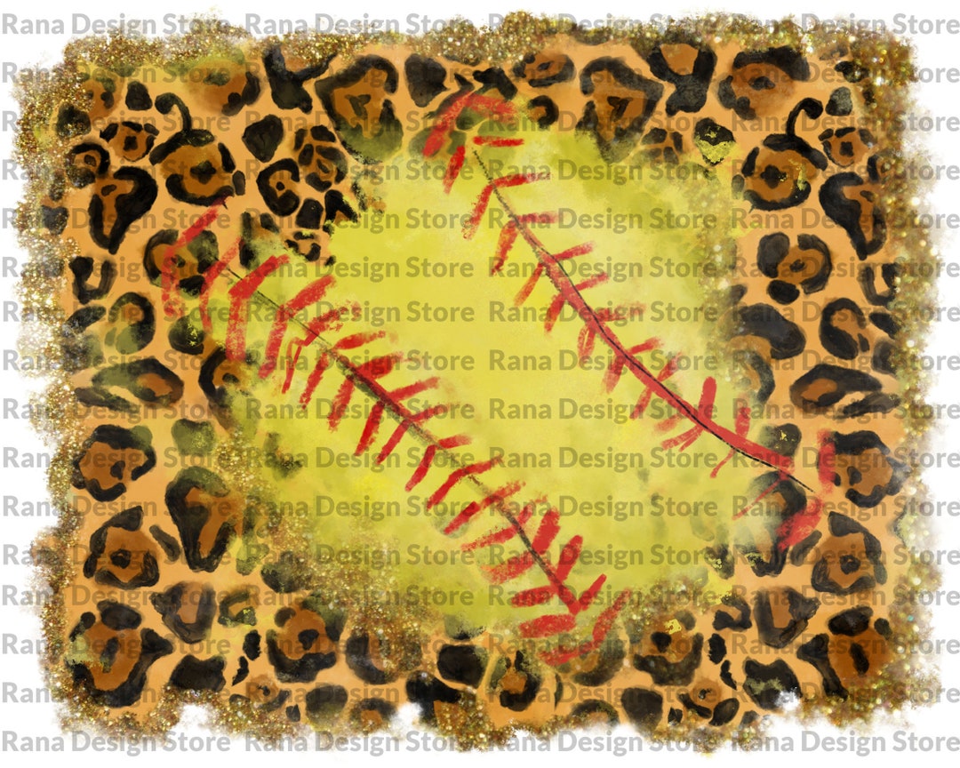 Watercolor Glitter Leopard Softball Png,softball Png,softball Design ...