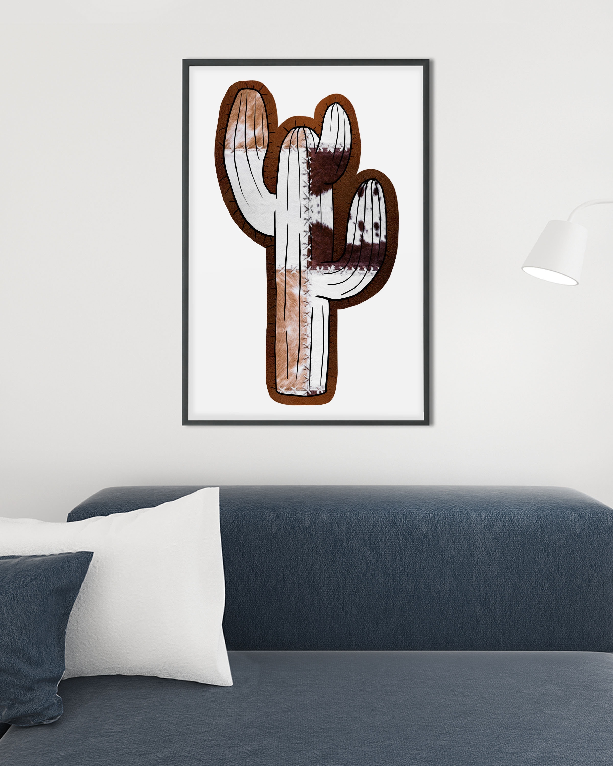 Western Cowhide Pattern Cactus Design Png Leather Pattern | Etsy