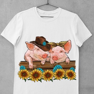 Western Sunflower Turquoise Pig Sublimation Design,sunflower Png,pig ...