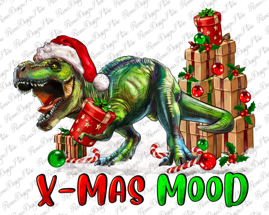 T Rex X-mas Mood Png Sublimation Design Christmas Dinosaur - Etsy