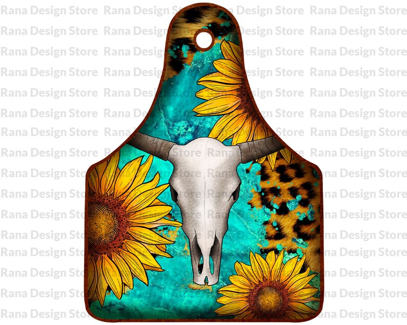 Western Cow Tag Design Bundle, Leopard Sunflower,headdress Cow Tag ...