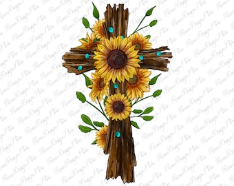 Sunflower Cross Png Sublimation Design Download, Western Background Png ...