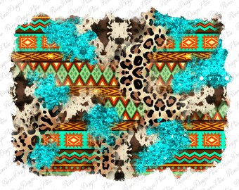 Leopard and Aztec Background Western Png Western Patterns - Etsy