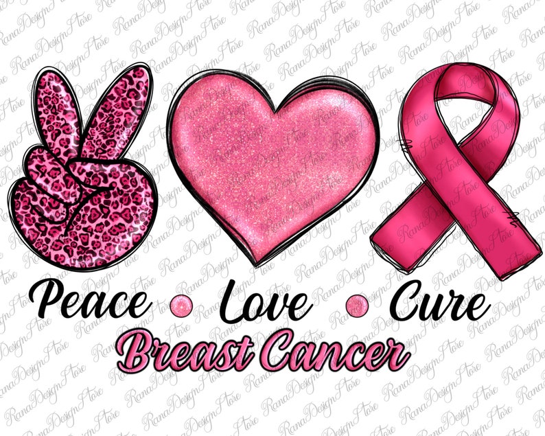 Peace Love Cure Cancer Png Sublimation Design Pink Ribbon - Etsy