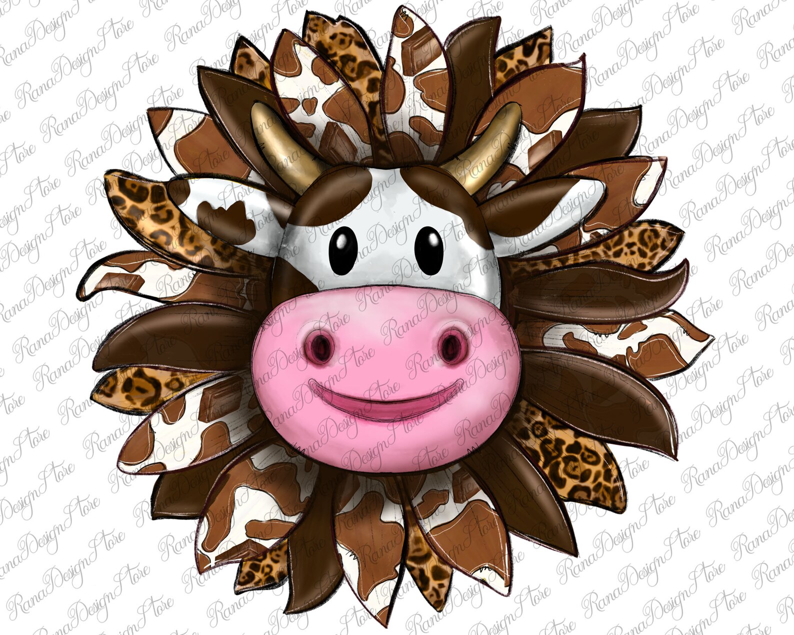 Chocolate Milkshake Cow Sunflower Png Sublimation Design, Cow Png ...