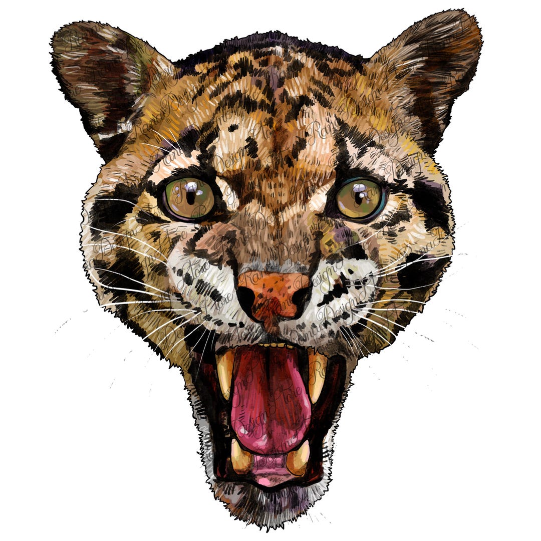 Ocelot Head Png Sublimation Design, Hand Drawn Ocelot Png, Ocelot Face ...