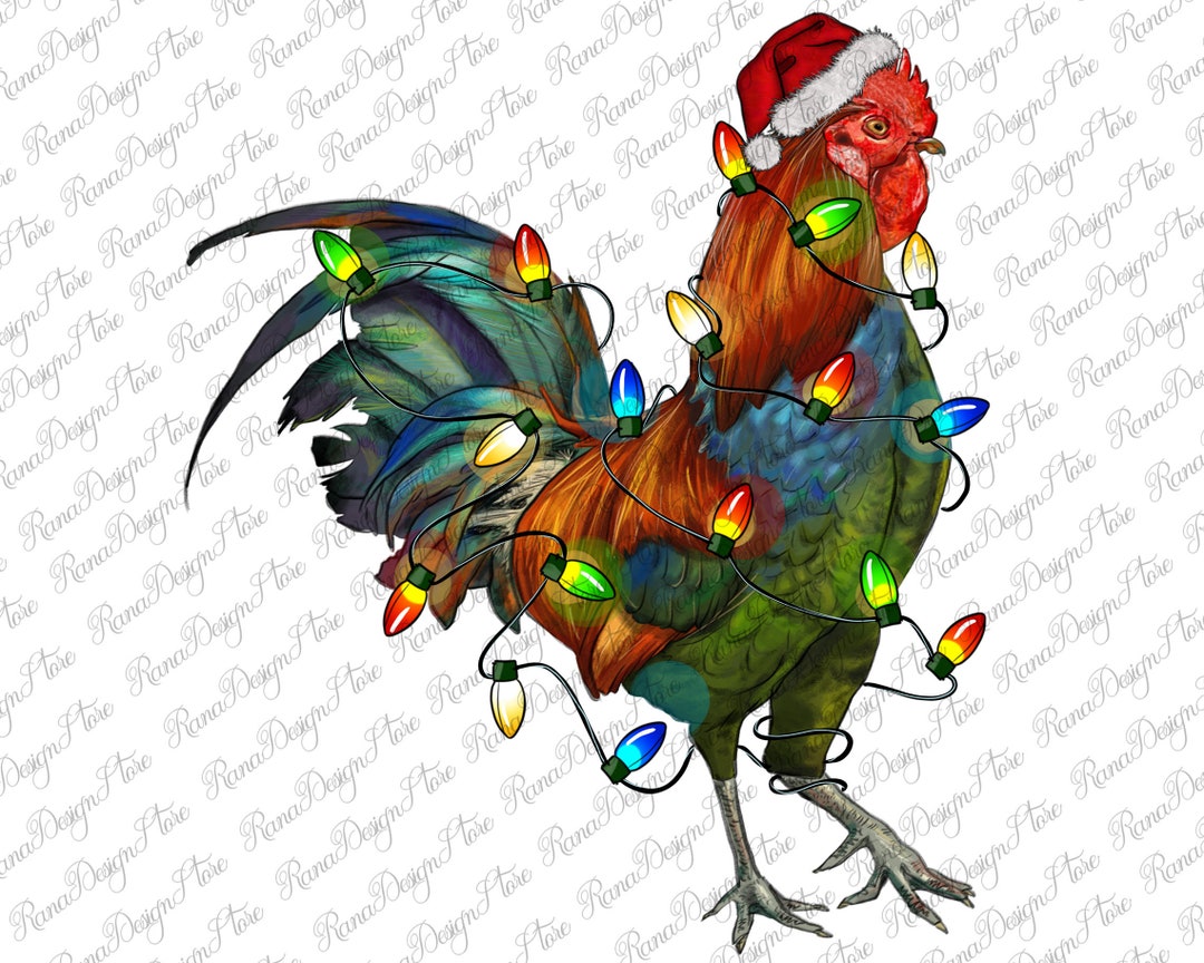 Christmas Lights Rooster Png Sublimation Design, Christmas Rooster Png ...