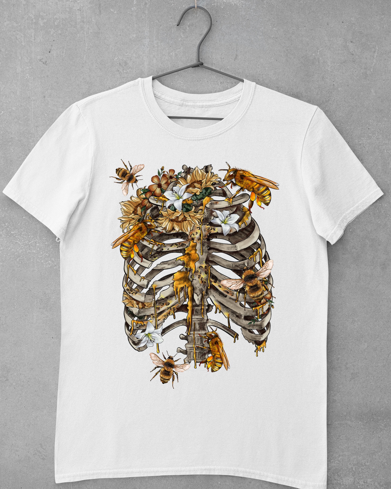 Flower Rib Cage Bees Png Sublimation Design Hand Drawn Rib - Etsy