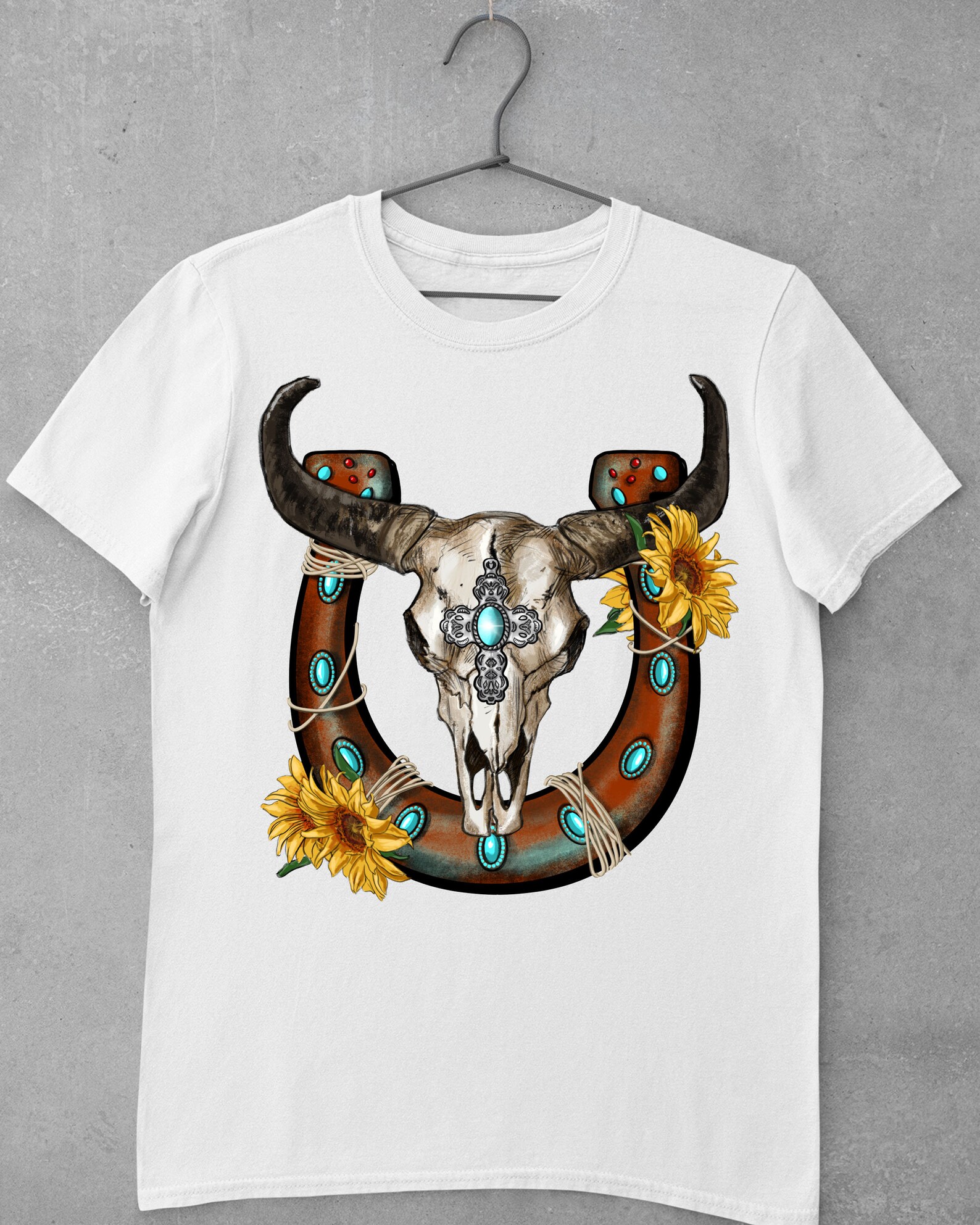Western Bull Skull Horseshoe Png Sublimation Design Bull - Etsy