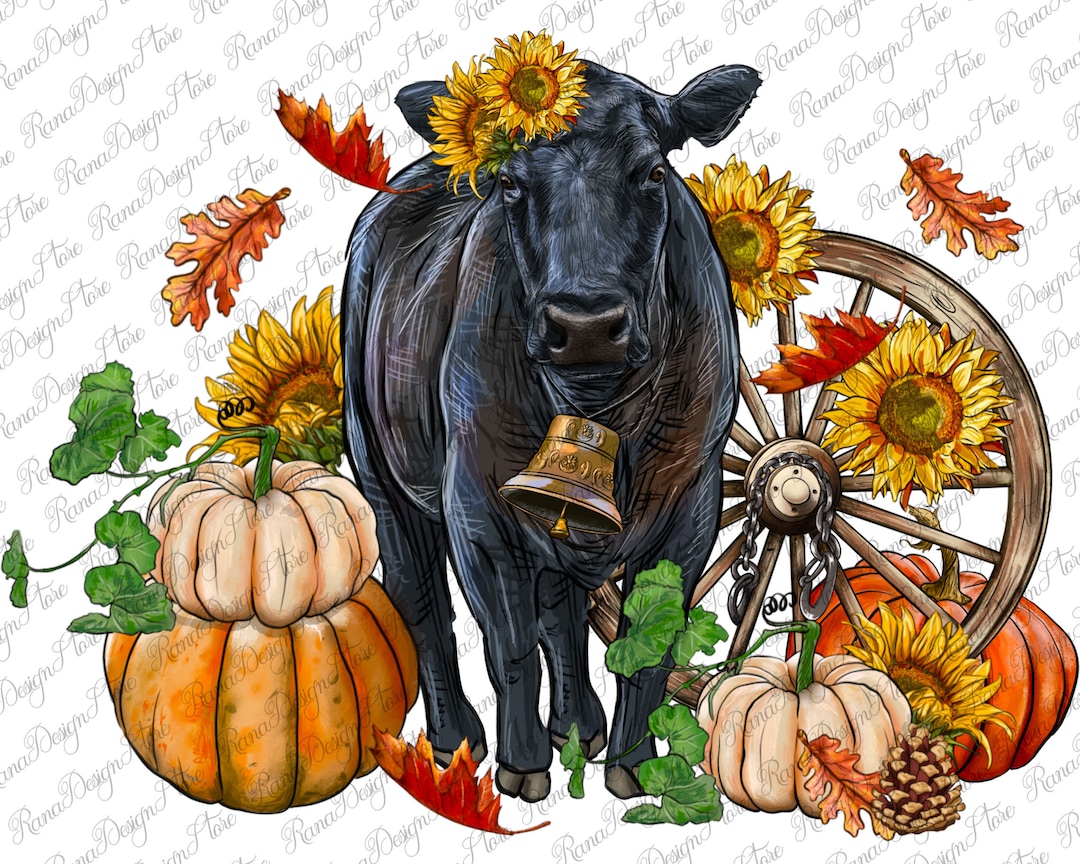 Fall Black Angus Png Sublimation Design, Fall Clipart, Fall Vibes Png ...