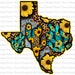 Sunflower and Cactus Texas Map Design,texas Map,sunflower Texas ...