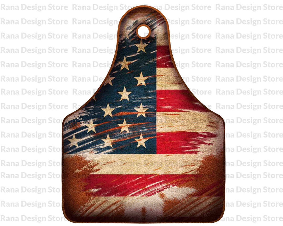 USA Flag Cow Tag, Distressed United States Flag Cattle Tag Design ...