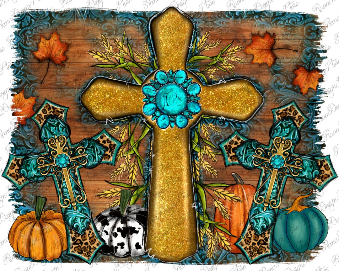 Fall Gemstone Cross Distressed Background Png Design, Fall Cross Png ...