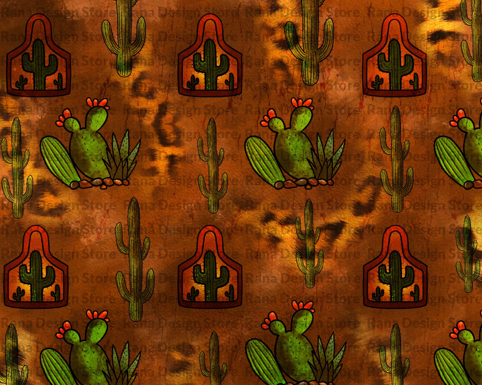 Cactus Background, Western Background,cactus Design,leopard Print ...