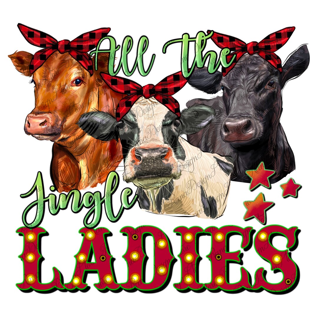 All the Jingle Ladies Cows Png Sublimation Design Download, Christmas ...