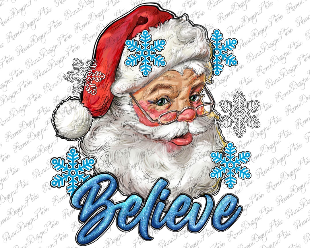 Santa Blue Believe Png Sublimation Design, Western Santa Claus Png ...