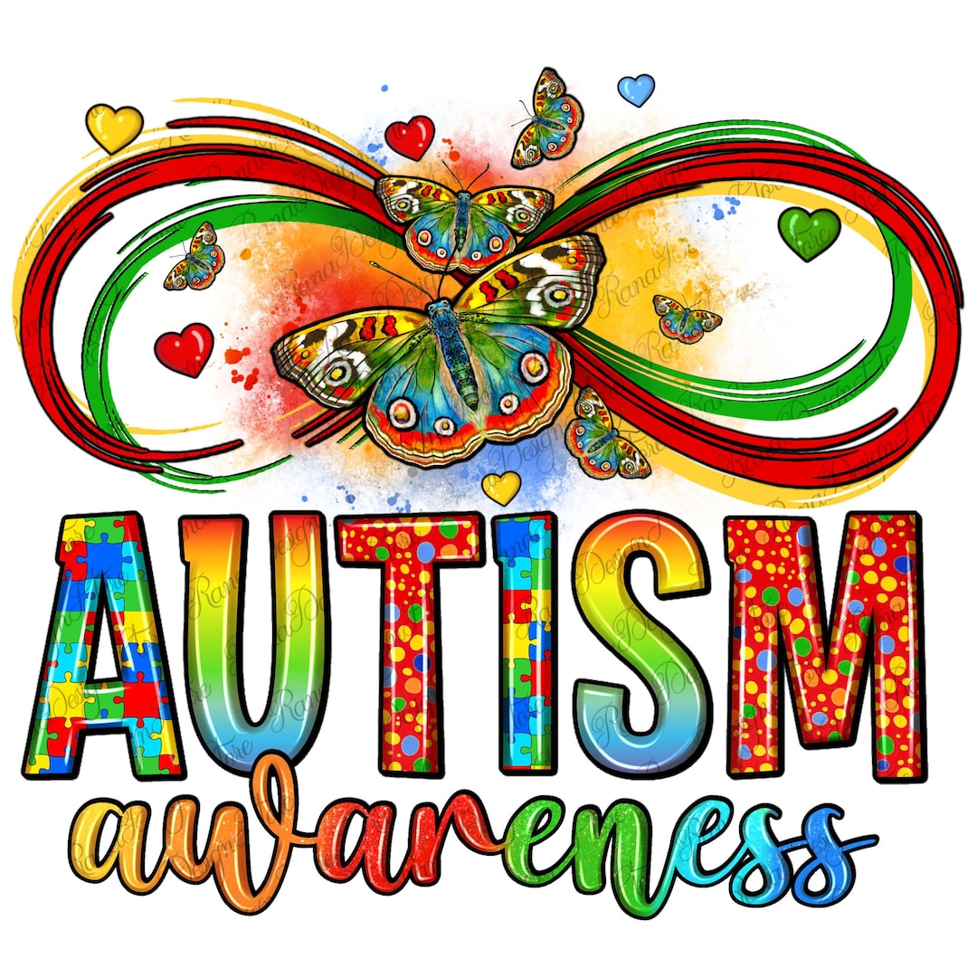 Autism Awareness Butterfly Infinity Symbol Png Sublimation Design ...