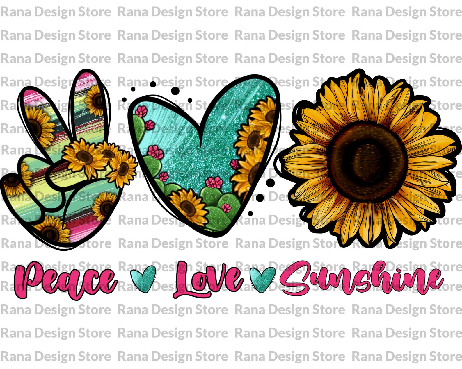 Peace Love Sunshine PNG Sunflower Png Cactus Png Serape - Etsy