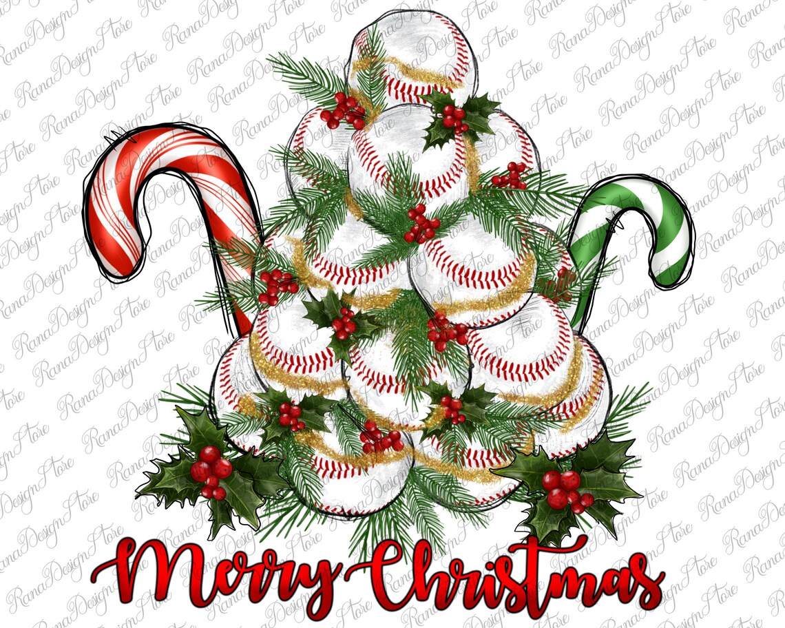 Merry Christmas Baseball Png Sublimation Design Western - Etsy