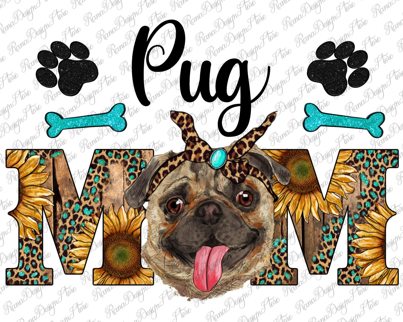 Western Pug Mom Png Sublimation Design, Dog Lovers, Pug Mom Clipart ...