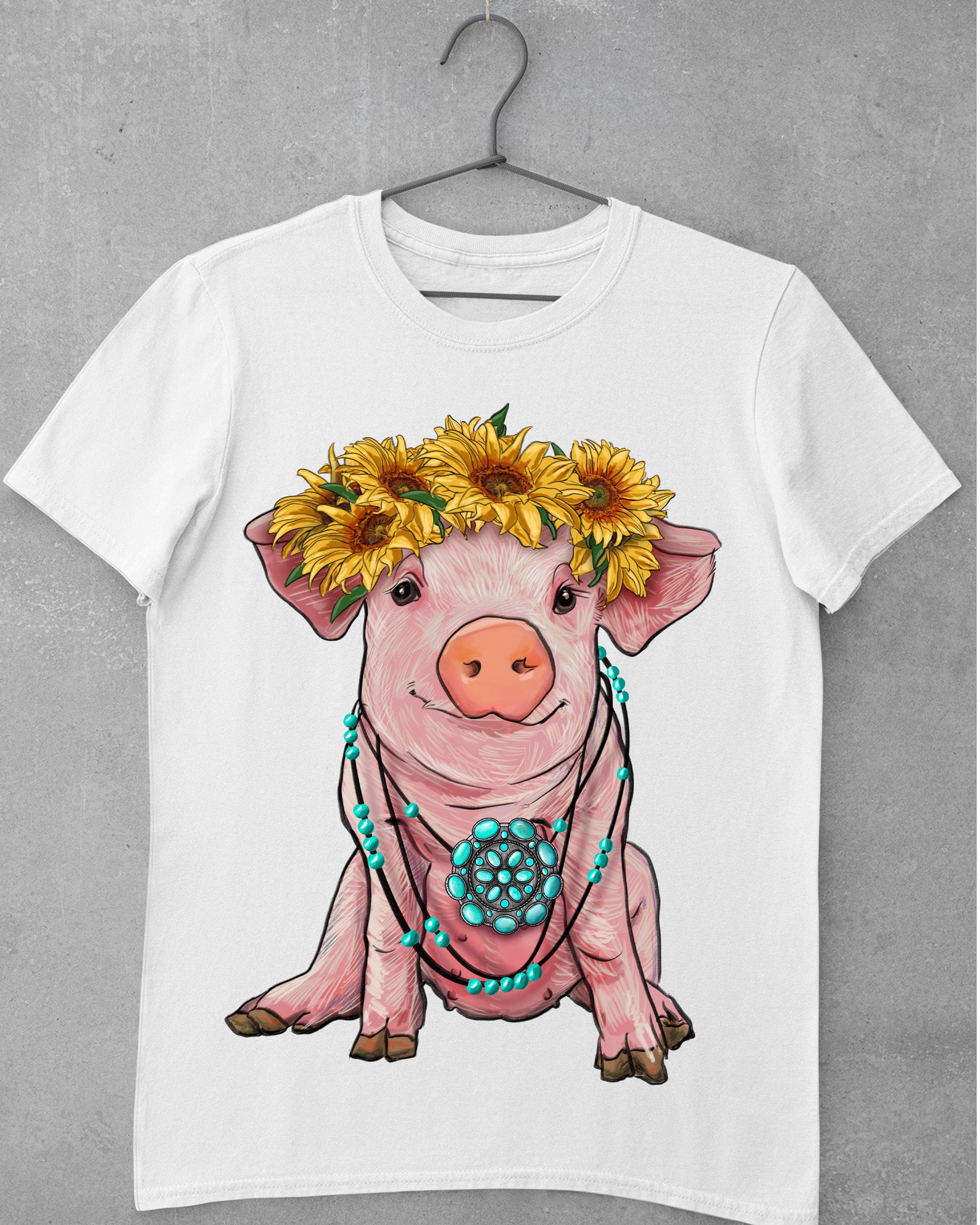 Sunflower Pig With Gemstone Png Sublimation Design Pig - Etsy