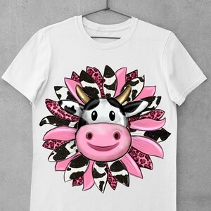 Pink Leopard Sunflower Cow Png Sublimation Design, Cow Png, Cowhide ...