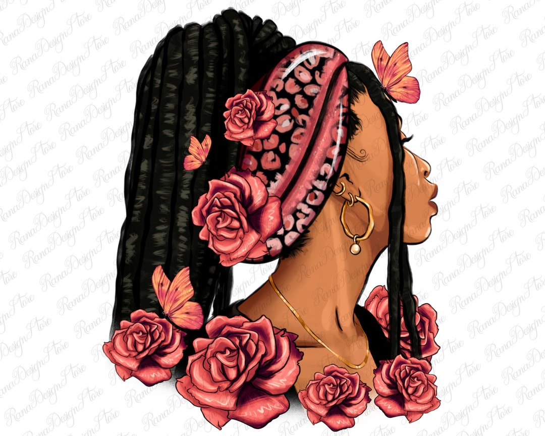 Pink Roses Afro Woman Png Sublimation Design Download, Afro Woman Png ...