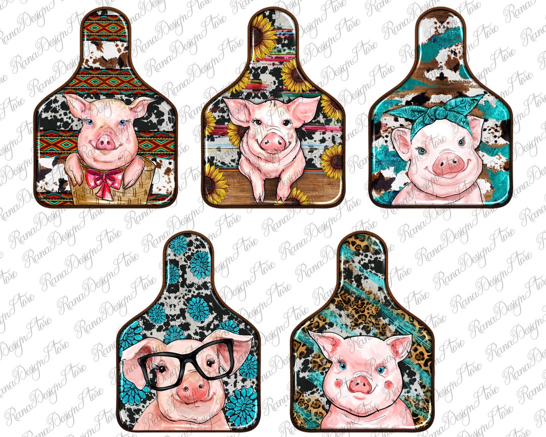 Western Pig Cow Tag Bundle Png,western Cow Tag,glasses Pig Png,bandana ...