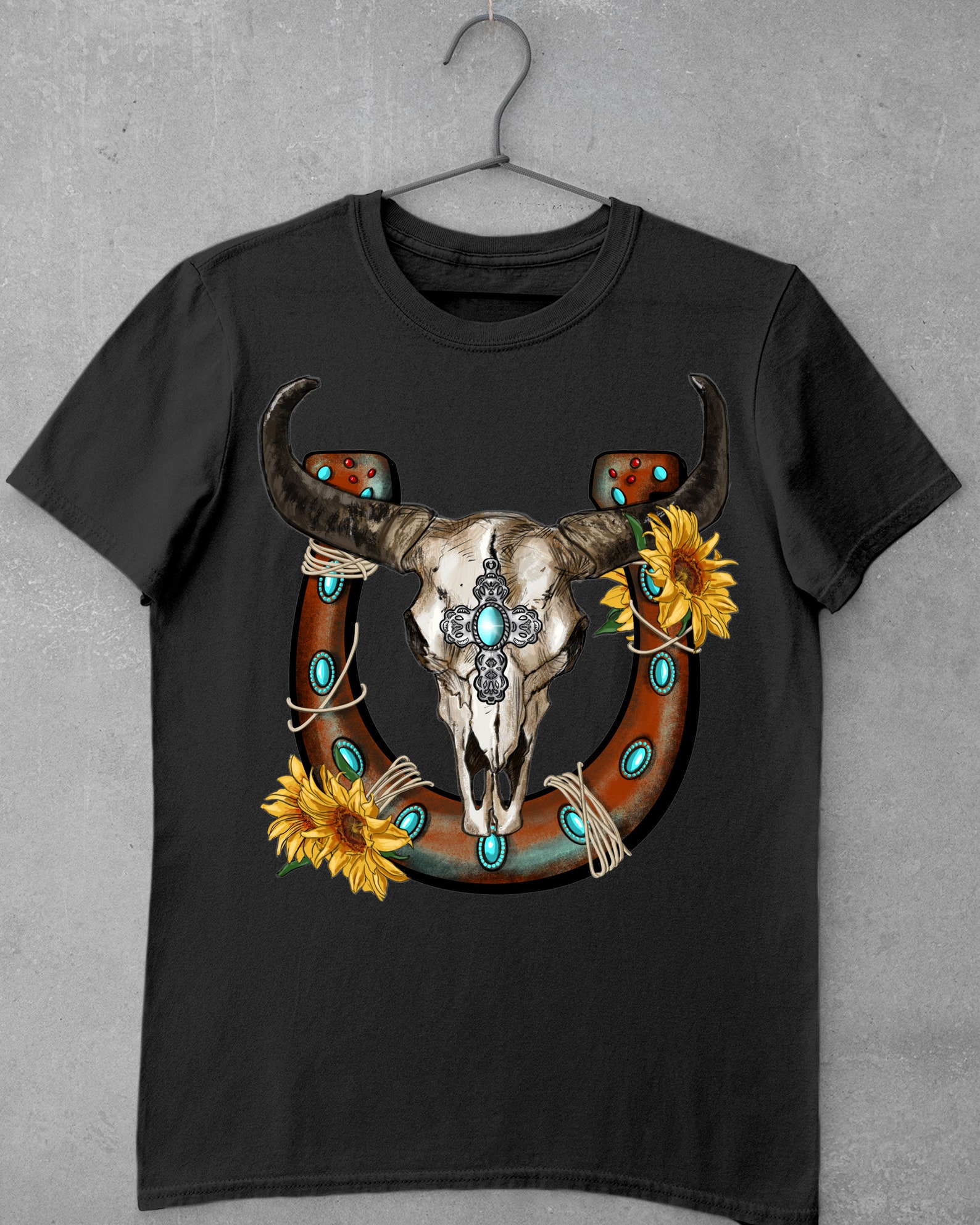 Western Bull Skull Horseshoe Png Sublimation Design Bull - Etsy
