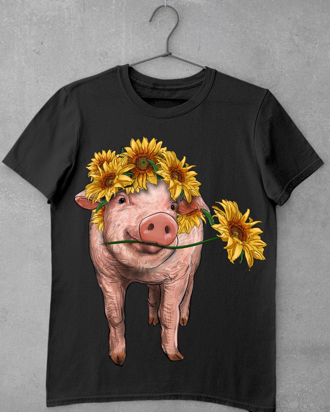 Pig With Sunflower Png Sublimation Design Pig Png Sunflower | Etsy