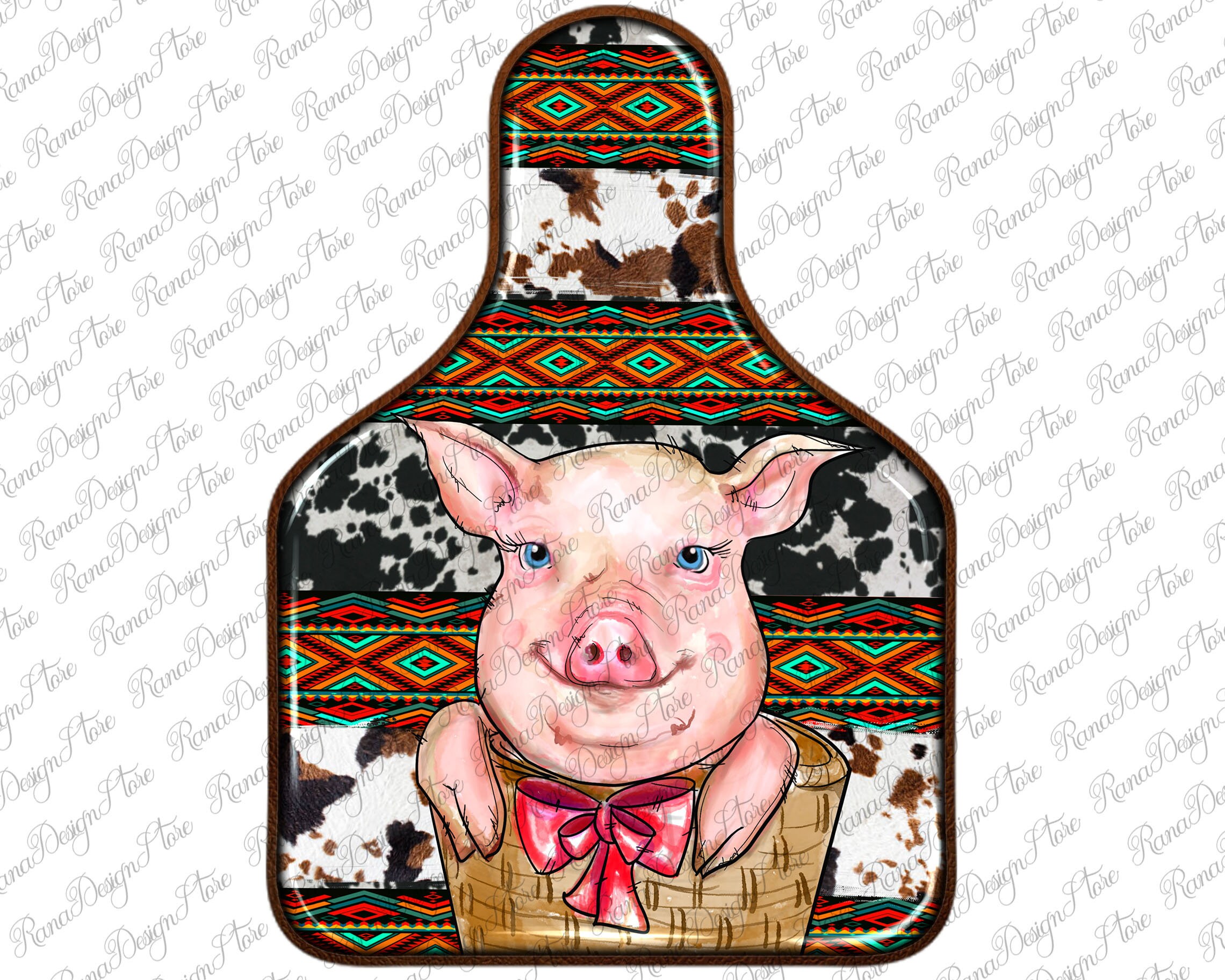 Western Pig Cow Tag Bundle Png,western Cow Tag,glasses Pig Png,bandana ...