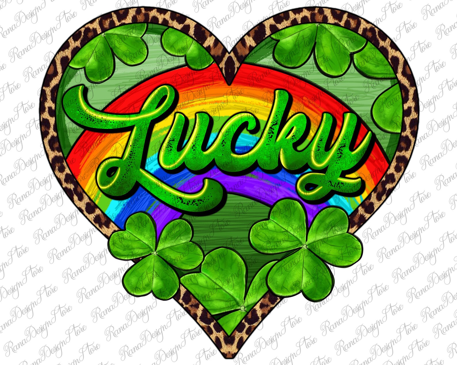 Lucky Heart With Leopard Png Sublimation Design St. | Etsy