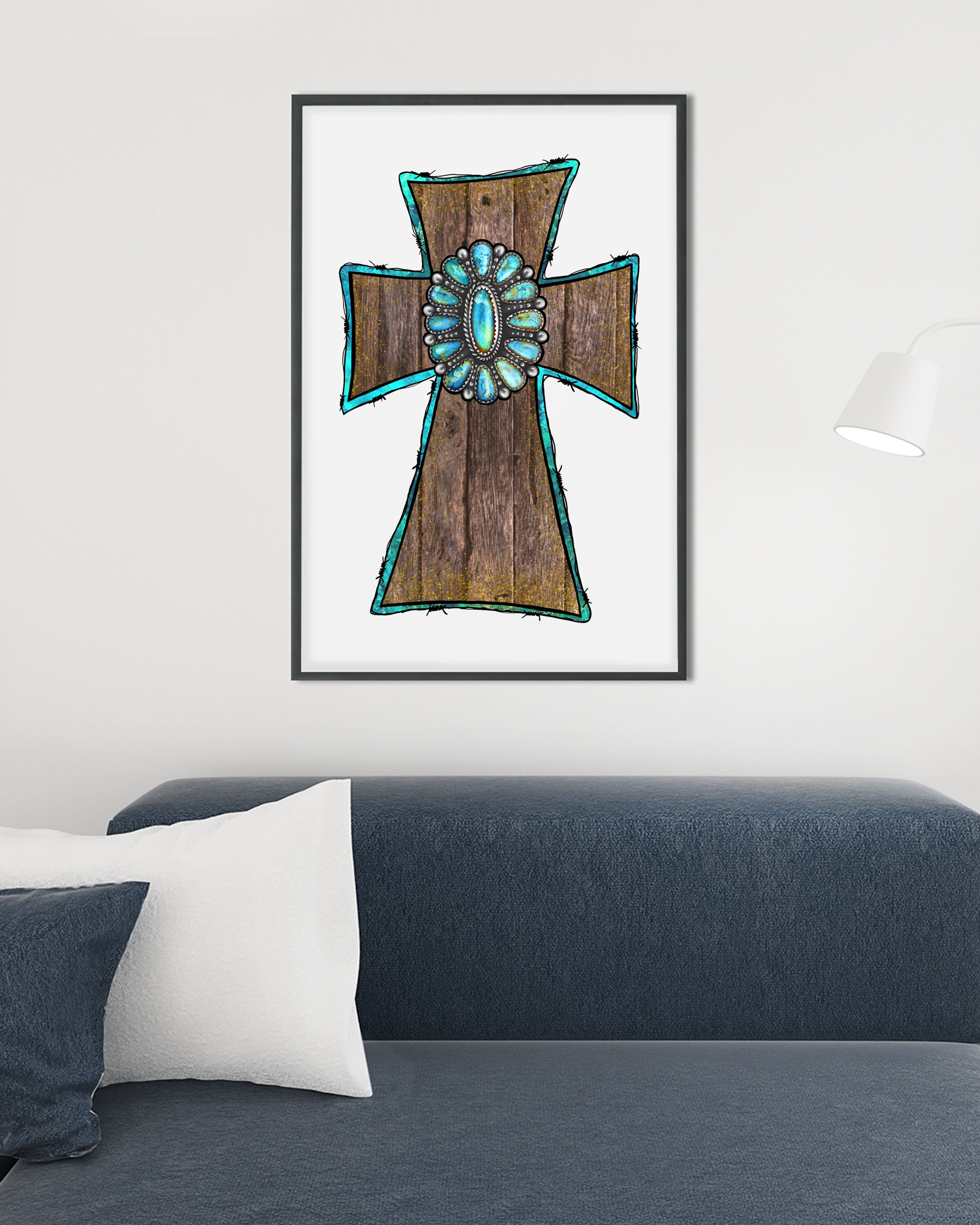 Wood Turquoise Gemstone Cross PNG, Western Gemstone, Sublimation Design ...